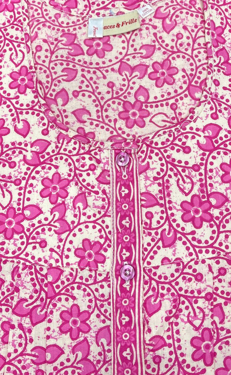 Front Full Open Cotton Nighty | Laces and Frills