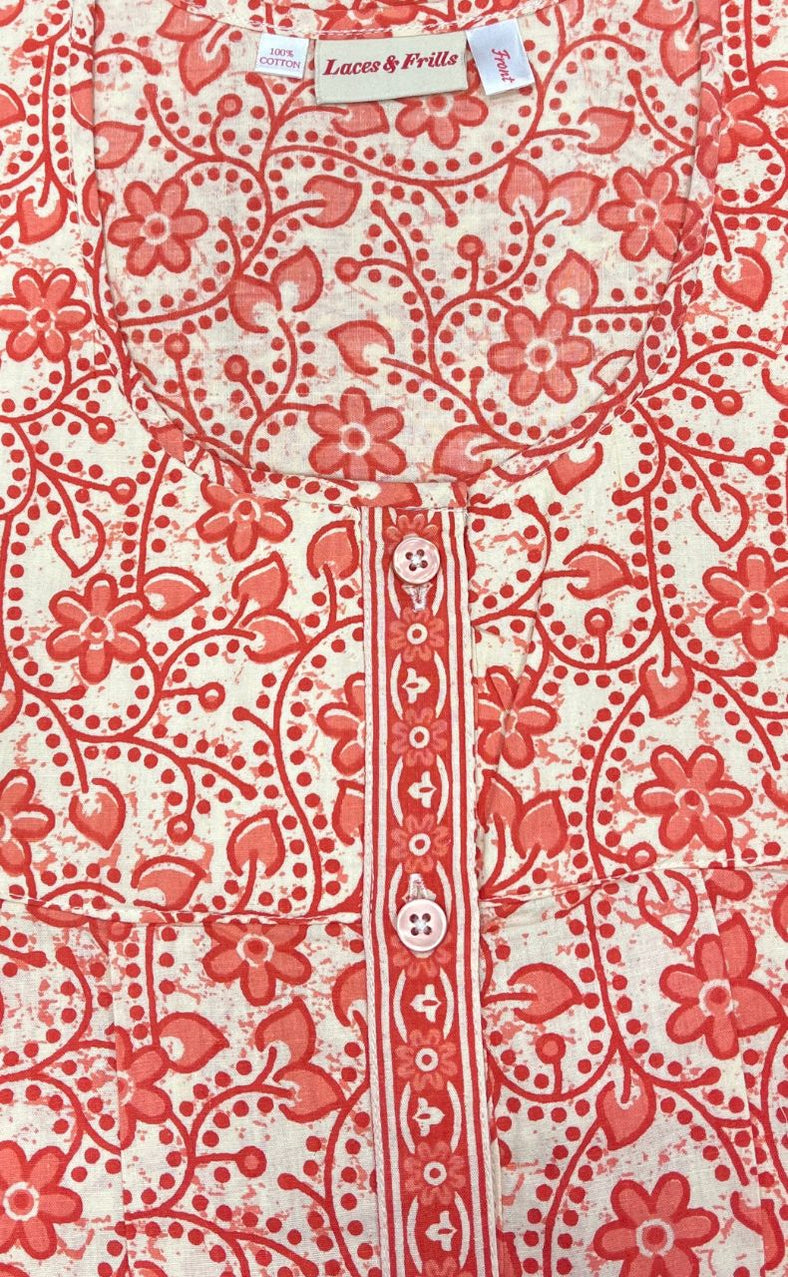 Front Full Open Cotton Nighty | Laces and Frills