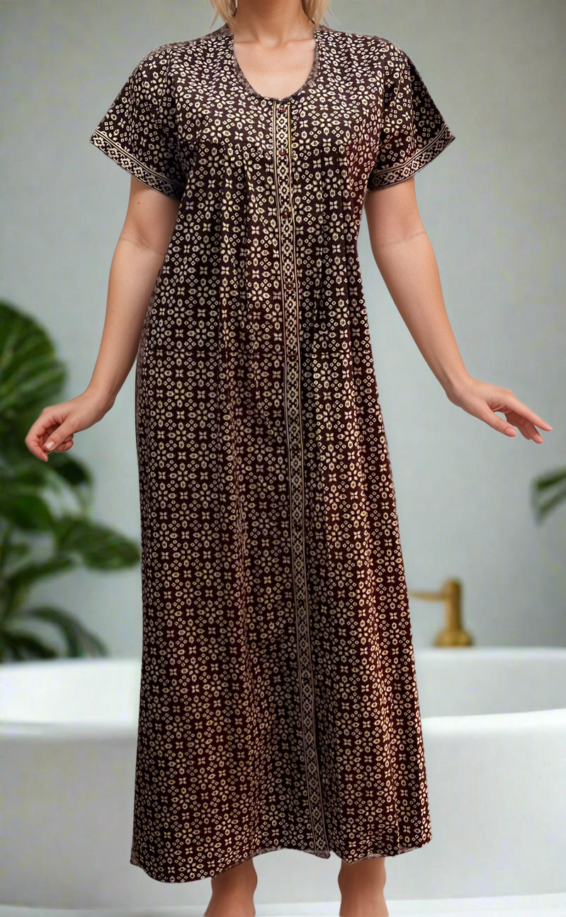 Front Full Open Cotton Nighty | Laces and Frills